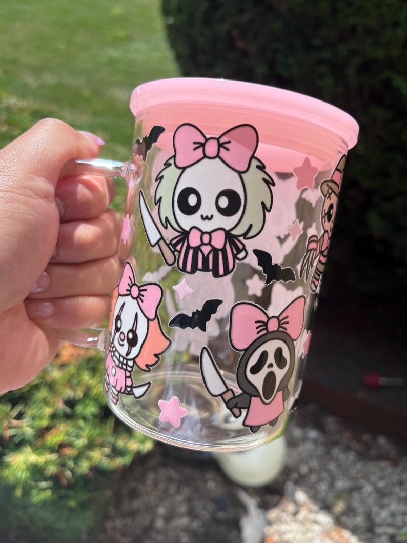 Horror Glass Mug|halloween Cup| Horror Movie Glass Cup - Etsy