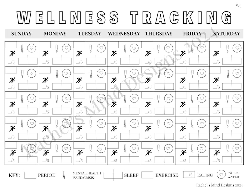 Wellness Tracker Worksheet - Etsy