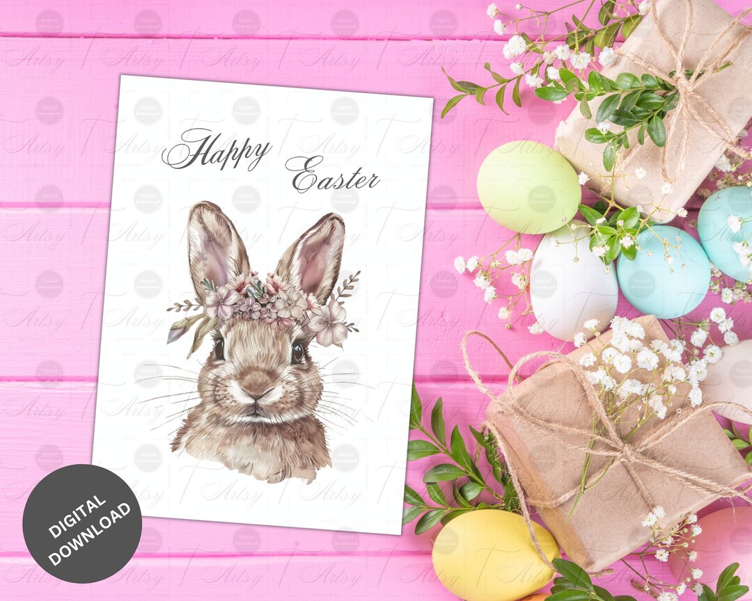 Happy Easter Printable Card, Easter Greeting Card, Digital Download ...