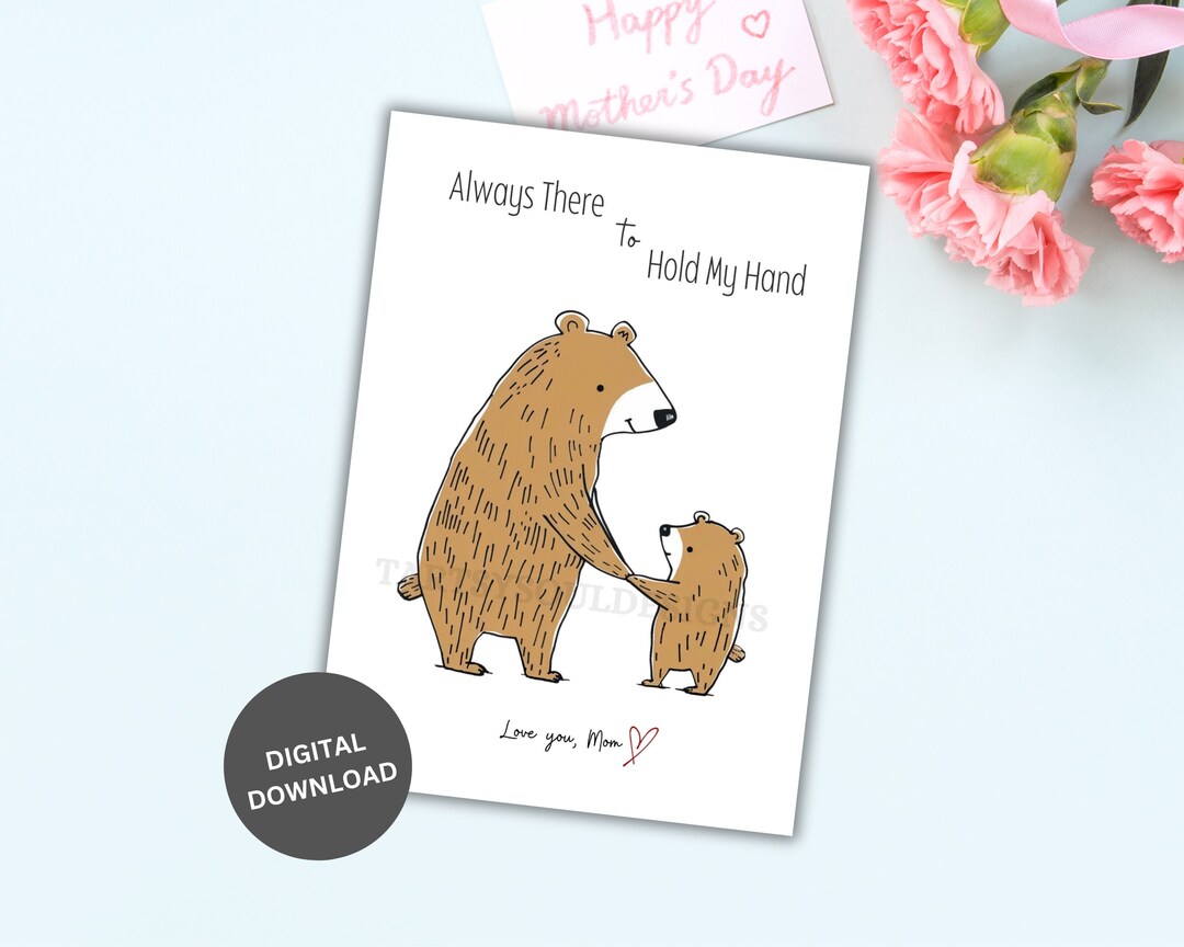 Mothers Day Card Printable, Mama Bear, Cute Bears Mother's Day Digital ...