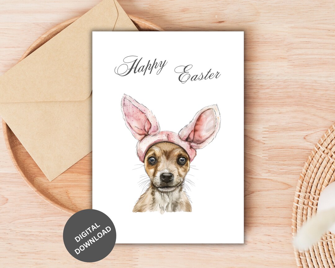 Funny Bunny Ears Dog Easter Cards, Cards for Dog Lover, Easter Cards ...