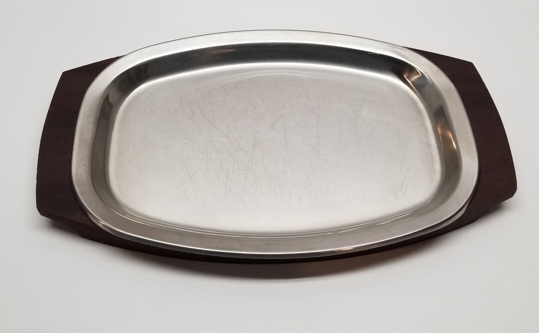 Vintage Gense Stainless Steel and Teakwood Serving Platter Made in ...