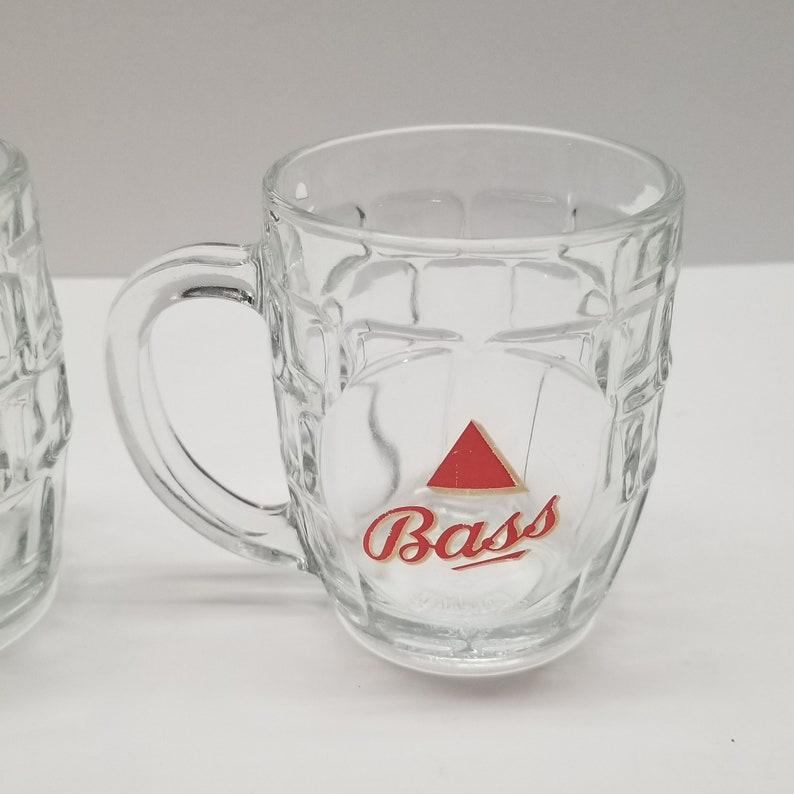 Vintage Bass Beer Half Pint Dimpled Glass Stein Mugs 2 Crown England ...