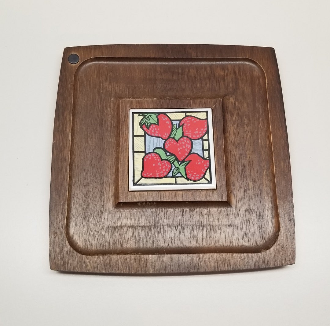 Vintage Strawberry Tile Cheese Charcuterie Board Taiwan Made With ...
