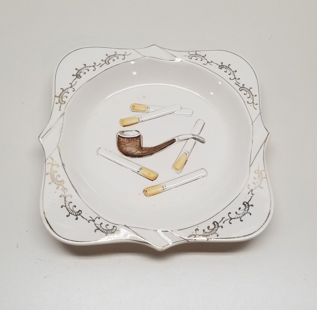Vintage Cigarette and Pipe Ashtray With Silver Trim by Tilso Japan ...