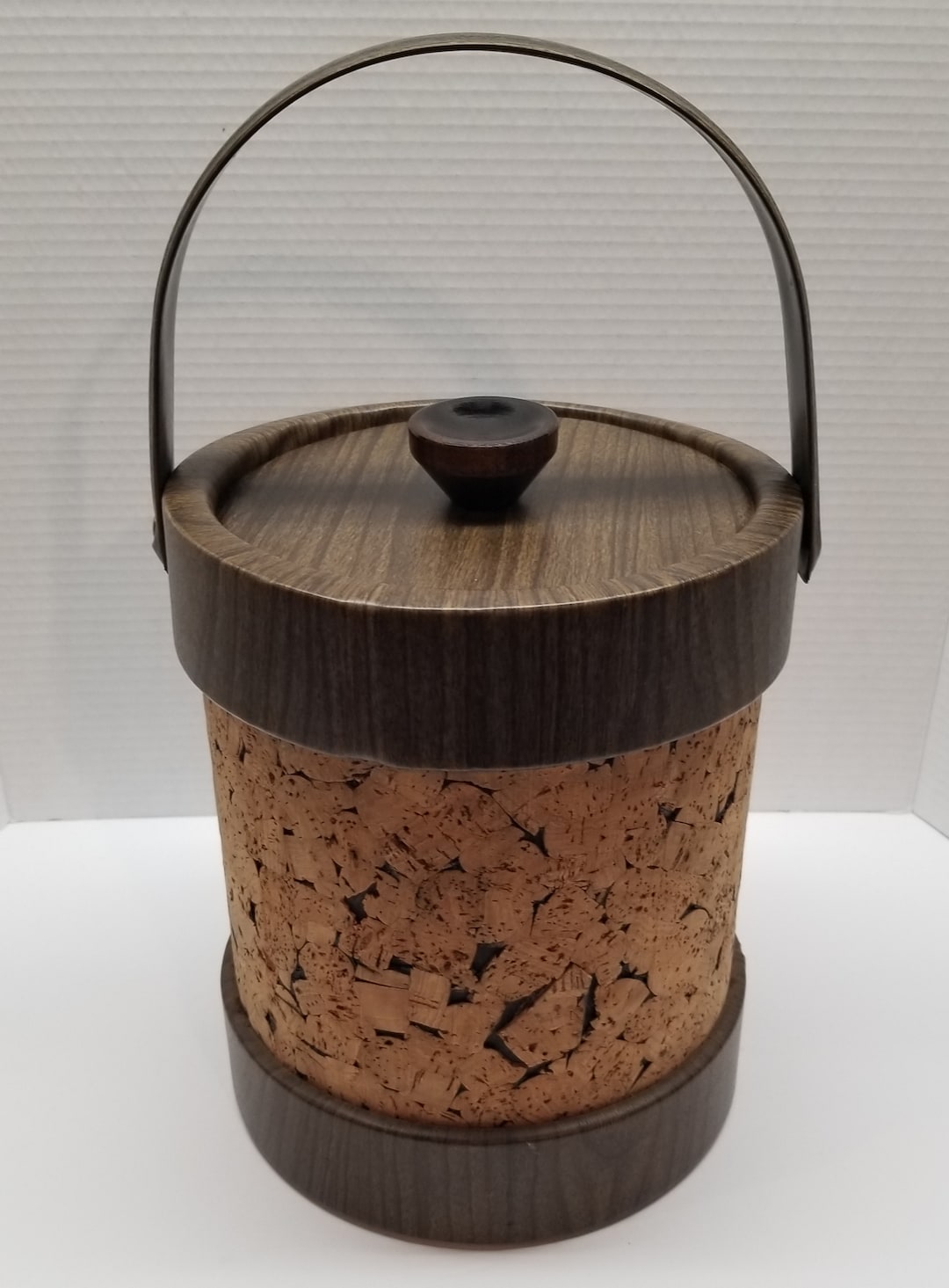 Vintage Mid Century Modern Cork and Vinyl Wood Grain Ice Bucket - Etsy