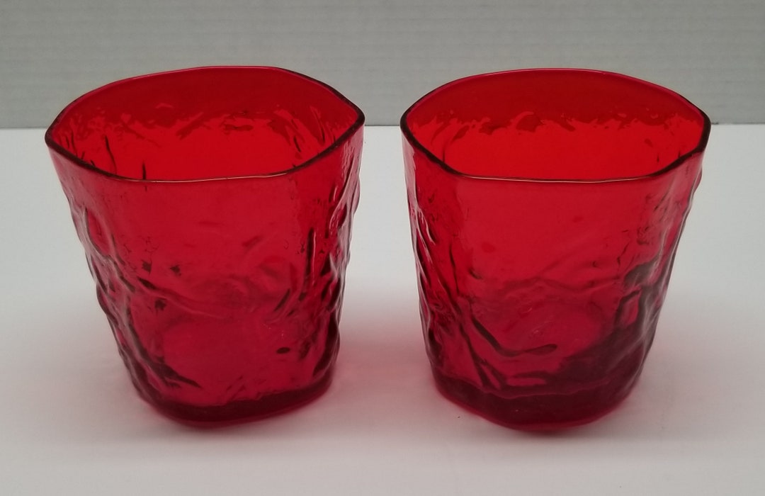 Vintage Mid Century Modern Seneca Glass Red Double Old-fashioned ...