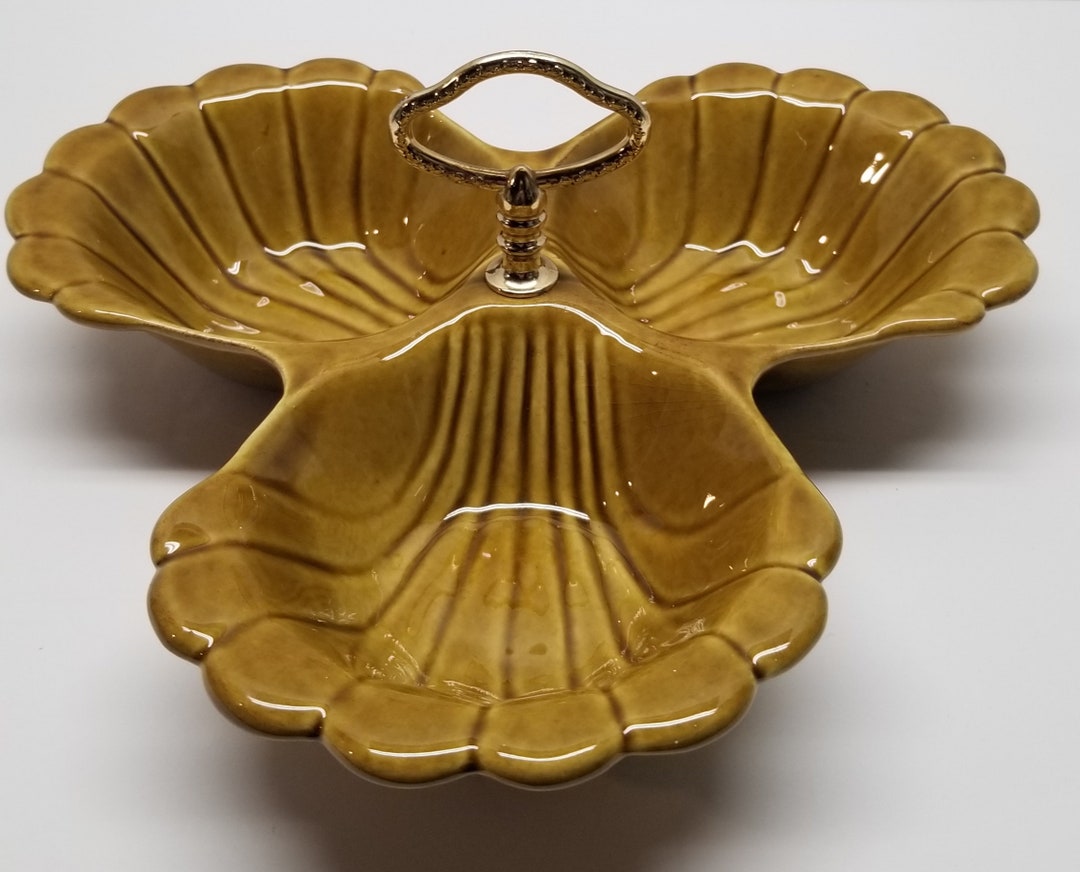 Vintage California USA Pottery 3 Shell Serving Dish - Etsy