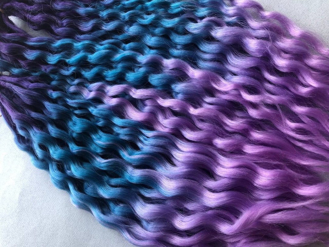 Synthetic Curly Dreadlocks Ombre Dreads Purple to Blue to Light Violet ...