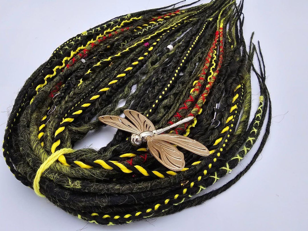 Black & Yellow Synthetic Dreadlock Extensions: DE/SE Natural Look ...