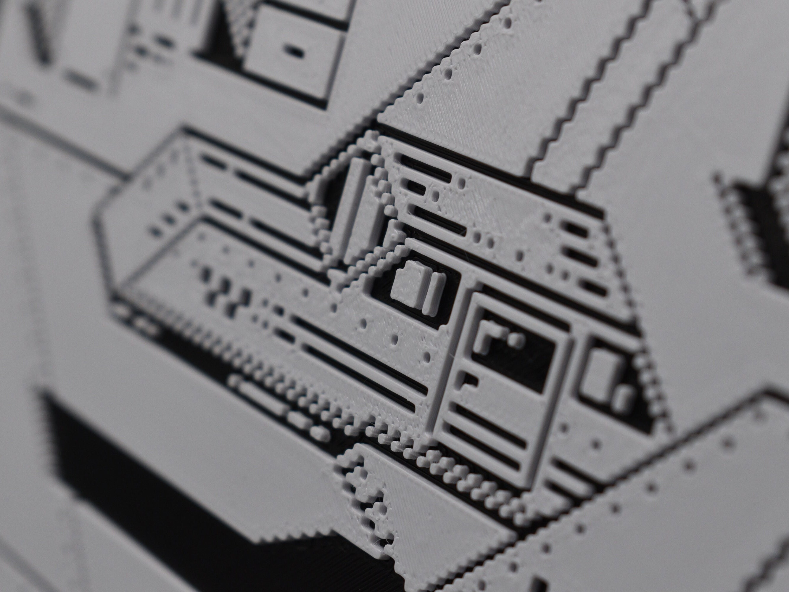 Retro Gaming 3D Relief Print Black and White Science Fiction Space Art ...