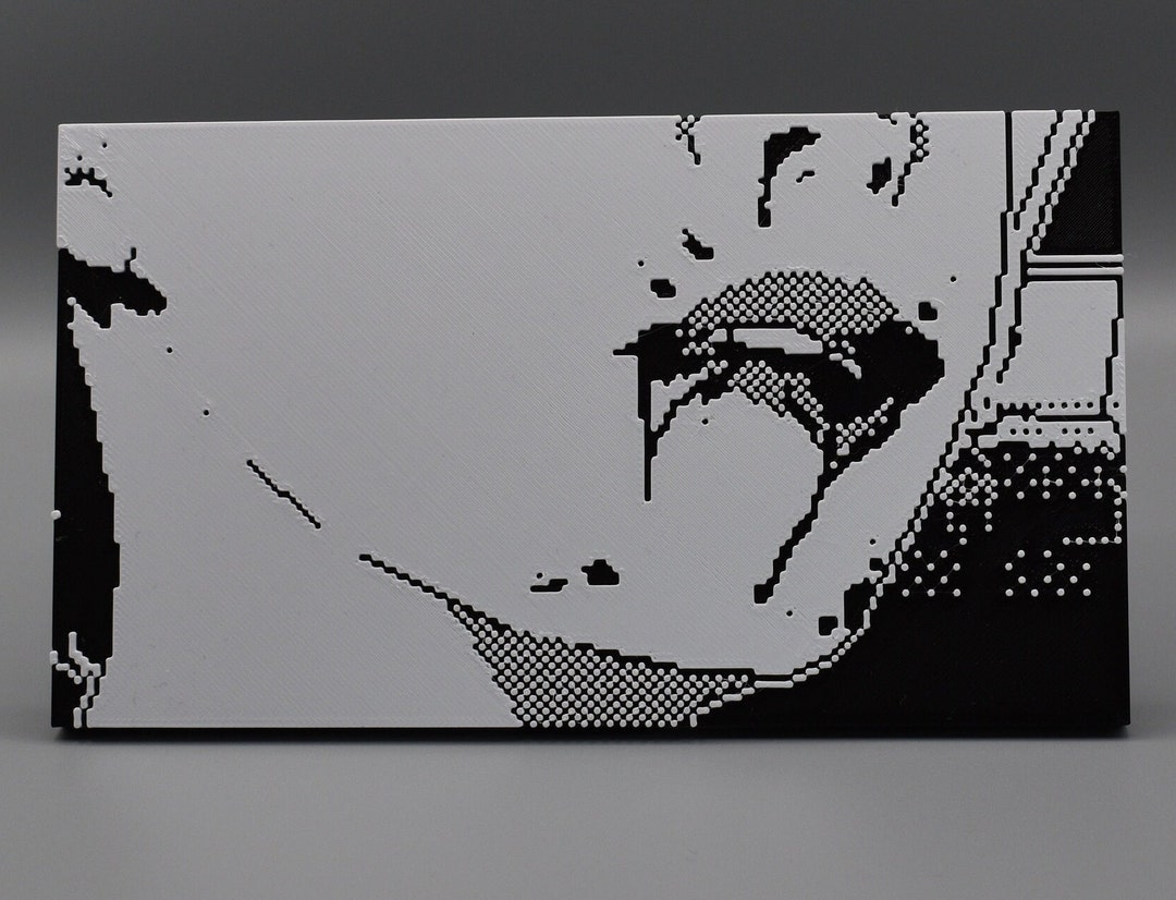 3D Relief Pixel Art Wall Sculpture - Abstract Black and White Print for ...