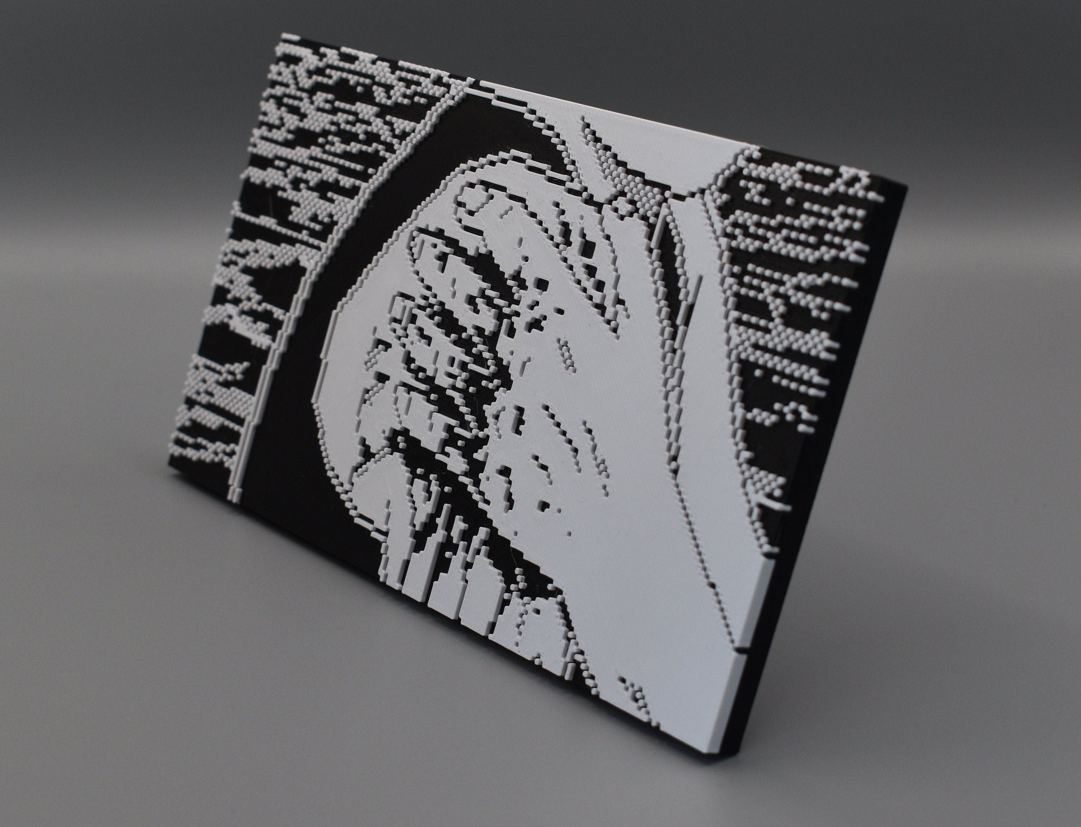 3D Illusion Pixel Art Print Cyberpunk Horror Scene Wall Sculpture ...