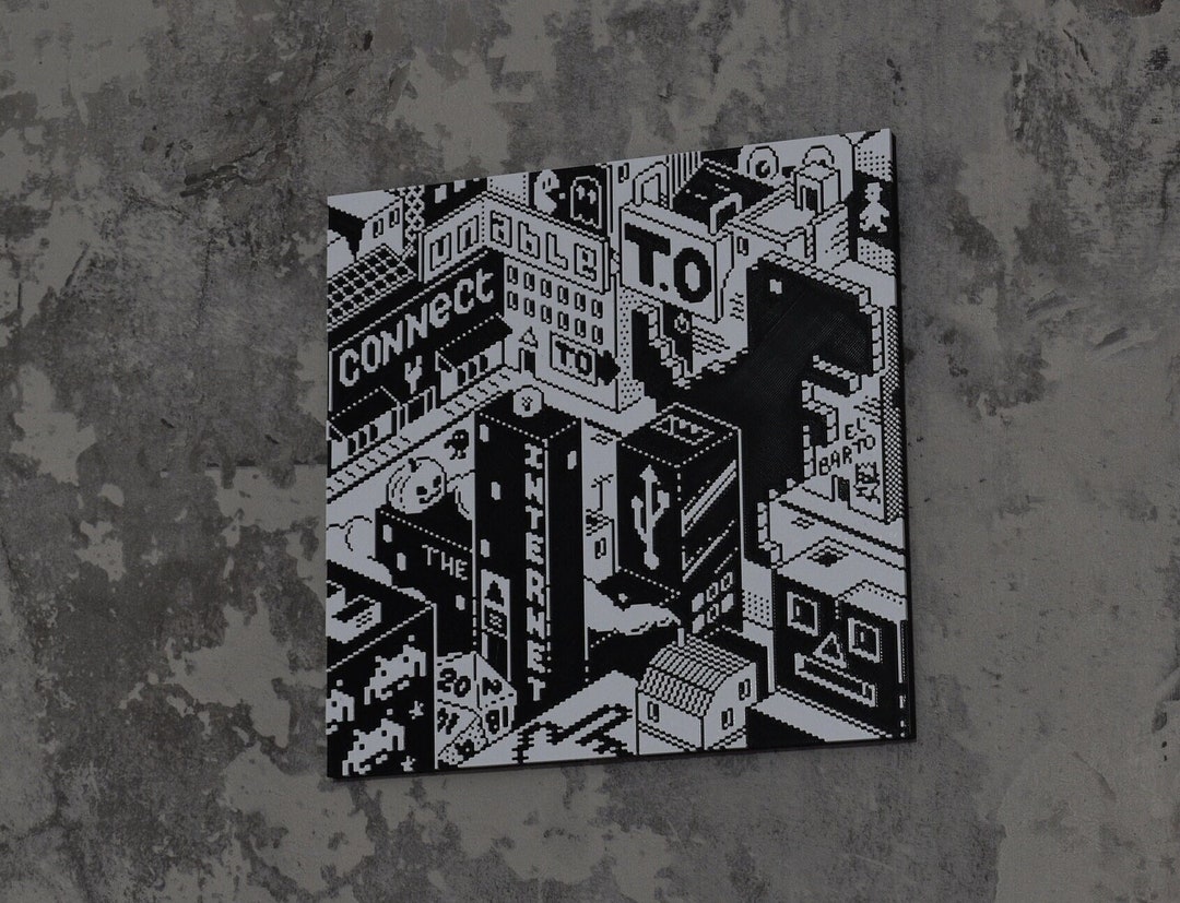 Cityscape Illustration 3D Relief Print - Urban Art Pixelated Scene ...