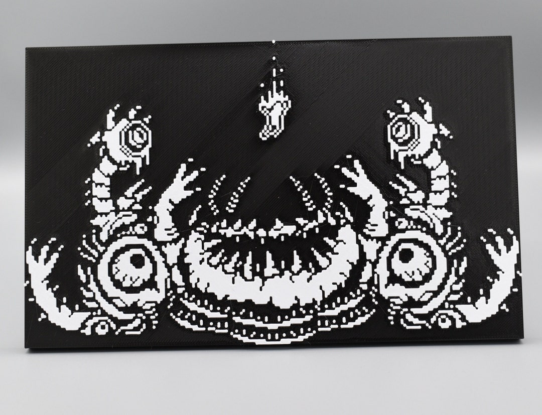 Fantasy Monster 3D Relief Wall Sculpture Unique Black and White Pixel ...