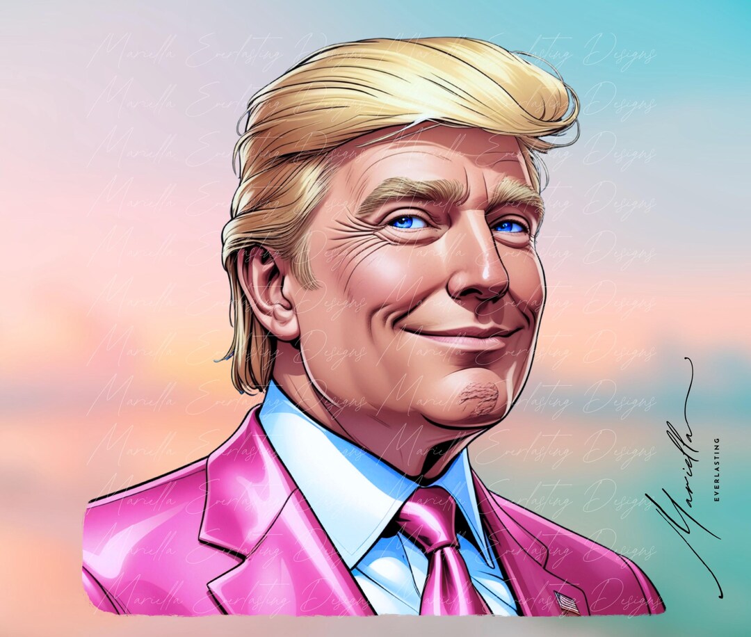 Cartoon Drawing of President Donald Trump Comic Book Trump Pink ...