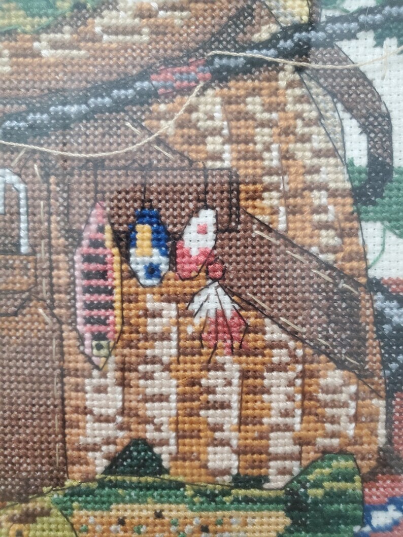 Framed Counted Cross Stitch Fishing Gear - Etsy