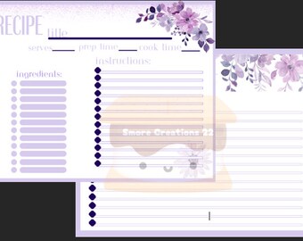 Printable Recipe Cards Plan Your Menu Recipe Book Cute Style - Etsy