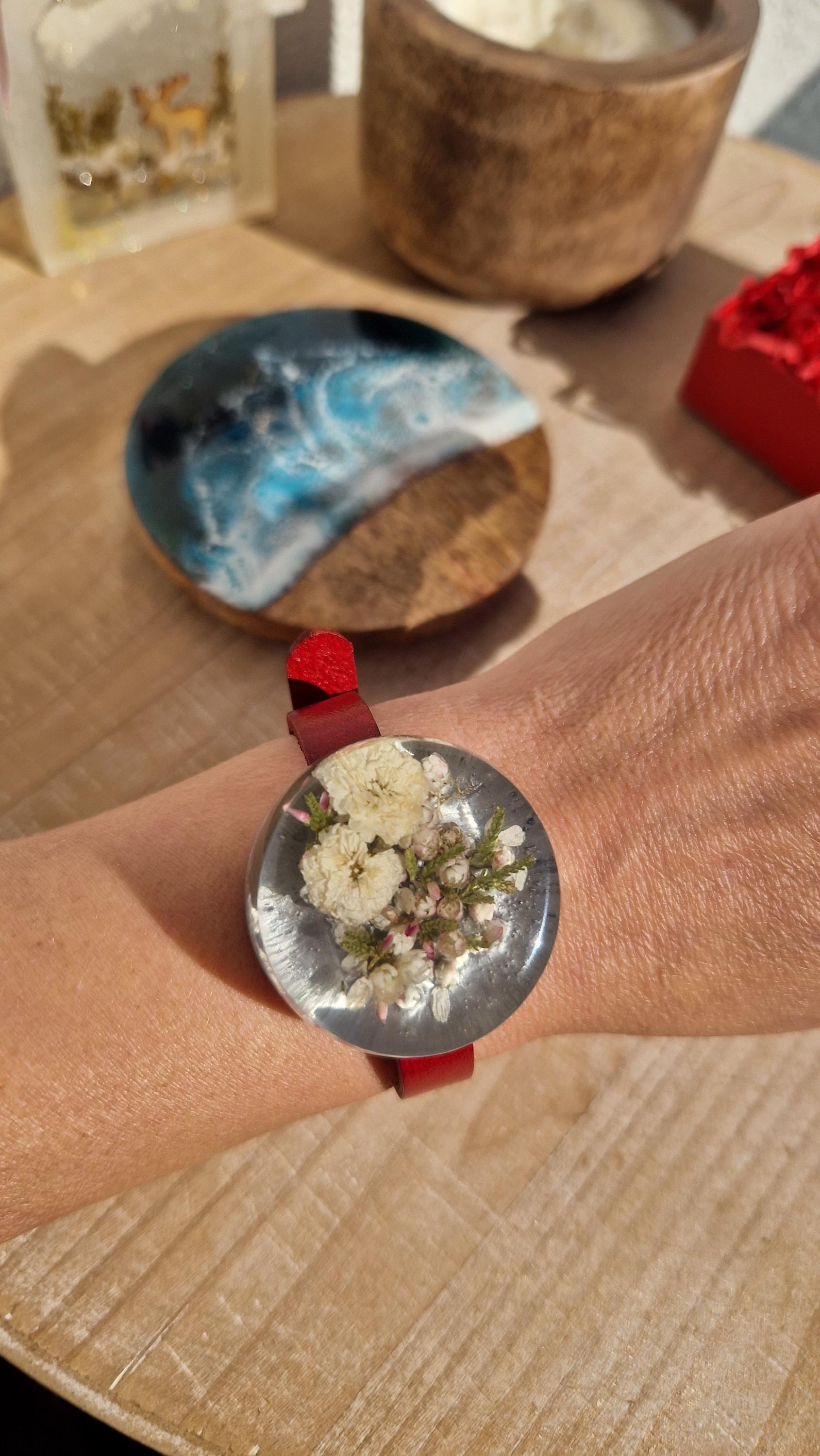 Resin Flower Bracelet / Real Flowers Preserved / Handmade Botanical ...