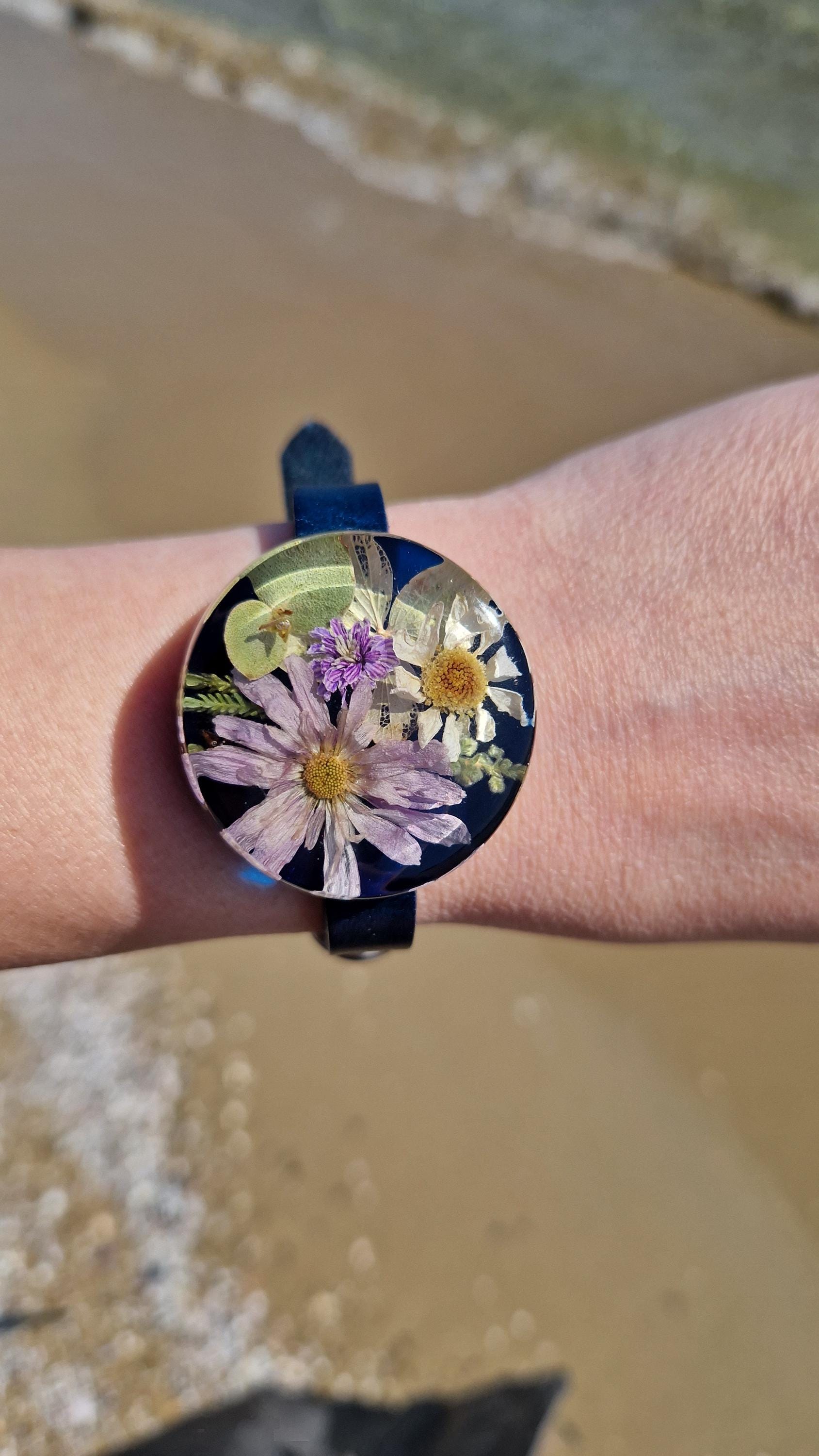Resin Flower Bracelet / Real Flowers Preserved / Handmade Botanical ...