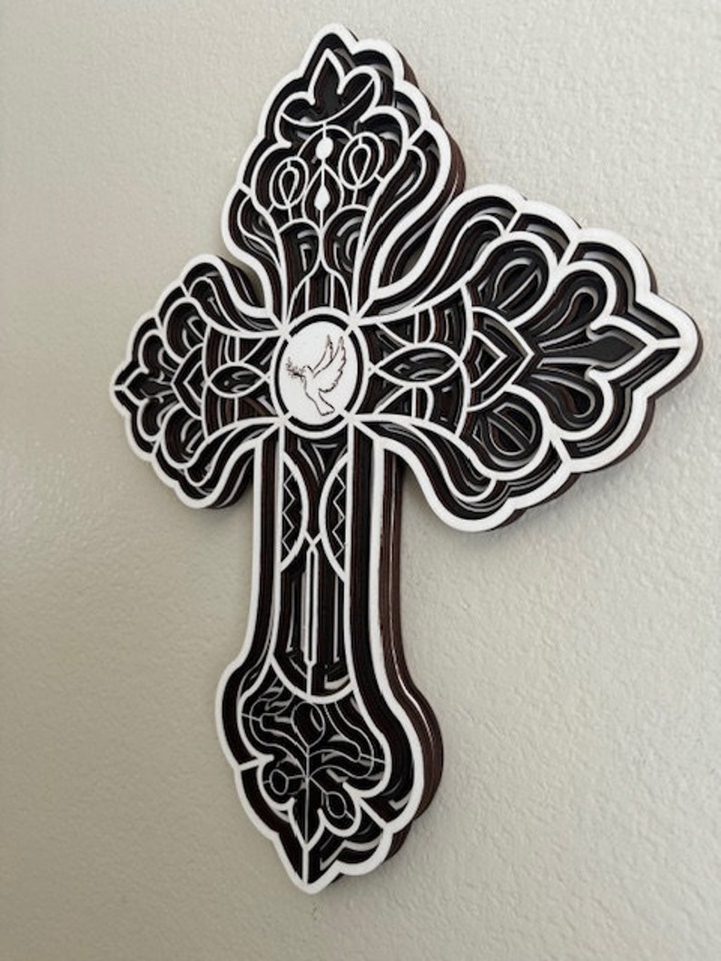 7 Layer Laser Cut Wood Cross Personalized Religious Gift Gift for Loved ...