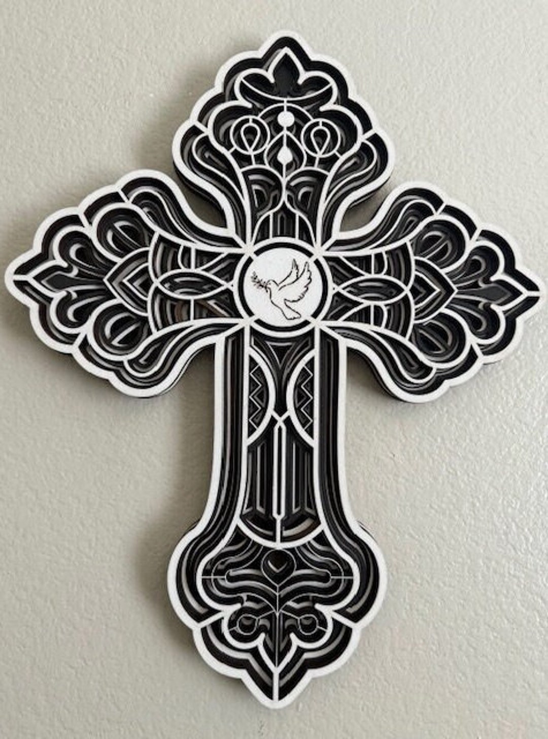 7 Layer Laser Cut Wood Cross Personalized Religious Gift Gift for Loved ...