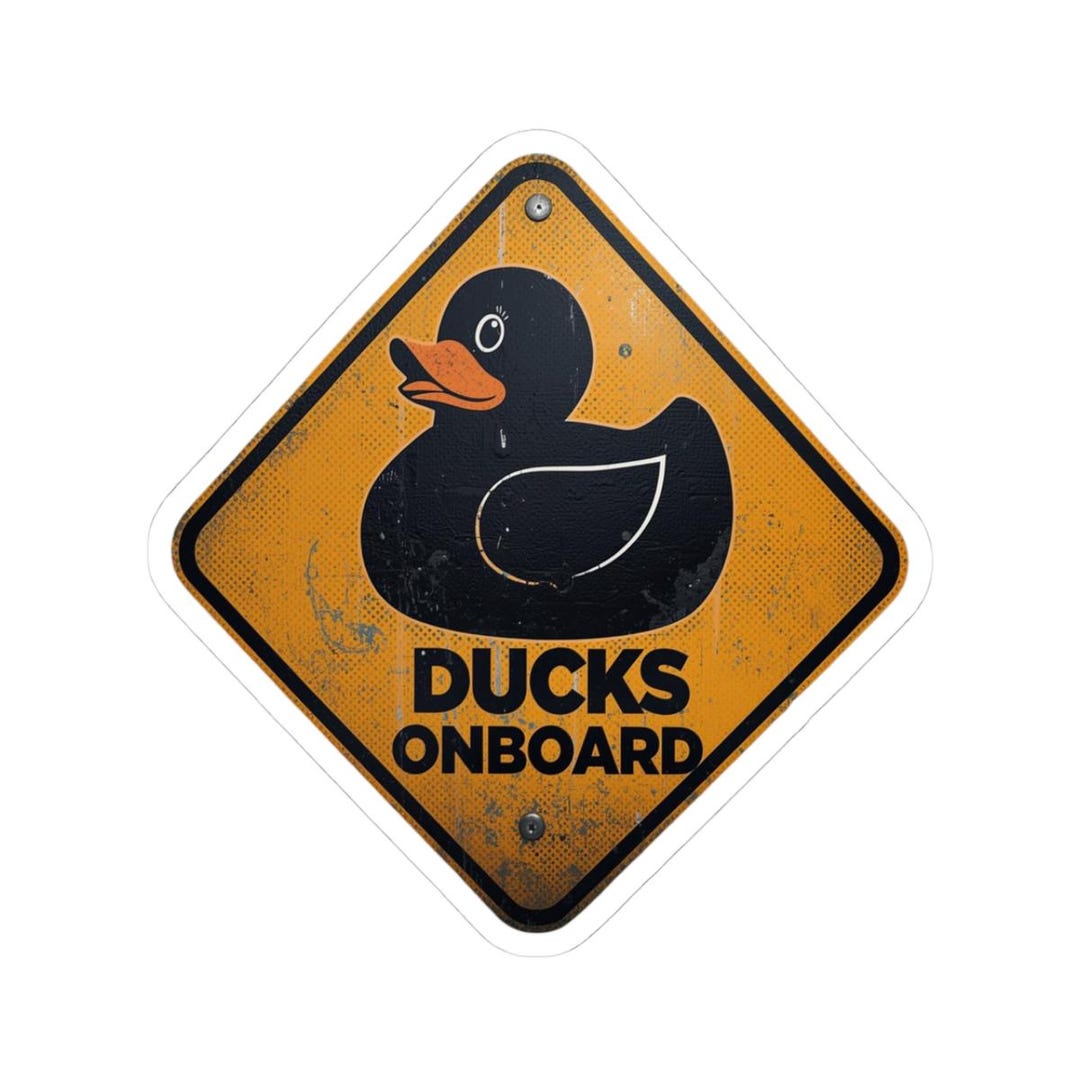 Ducks Aboard Caution Sign Sticker | Black Rubber Duck Kiss-cut Jeep ...