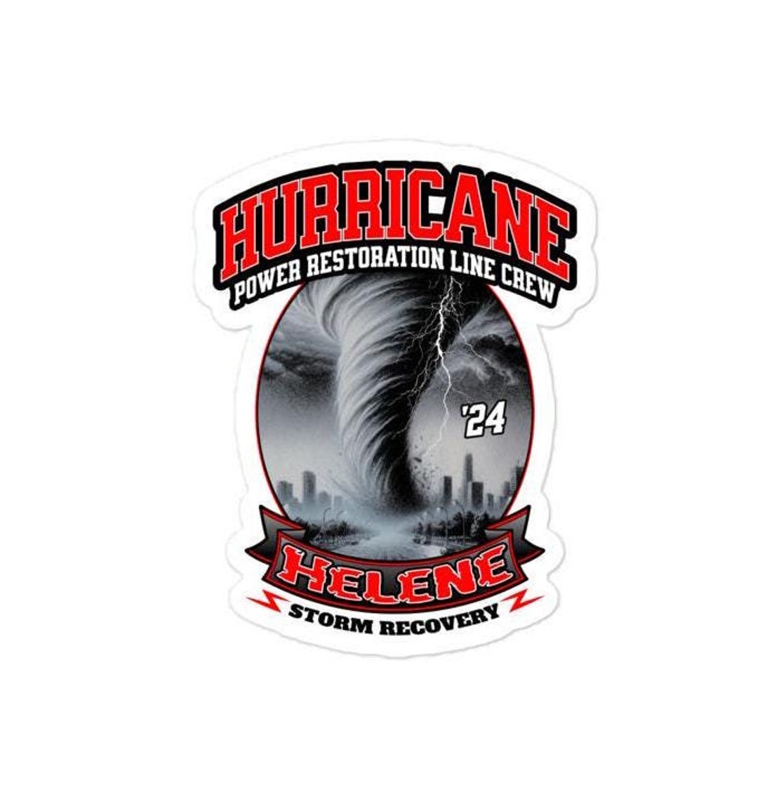 Hurricane Helene Lineman Hard Hat Sticker, Red Fonts - Etsy
