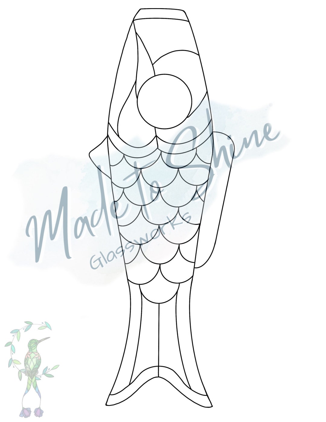 Koinobori Fish Windsock Stained Glass Pattern Digital File Only - Etsy