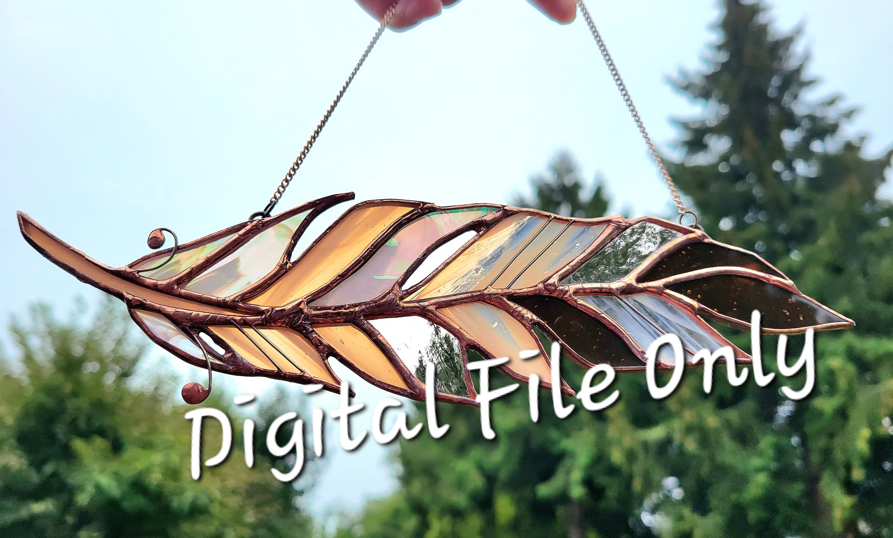 Wispy Feather Stained Glass Pattern - Digital File Only - Etsy