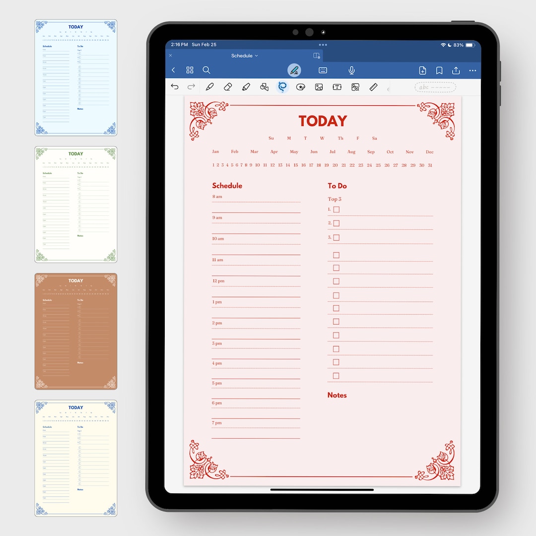 Daily Digital Planner Digital Download Undated Planner Hourly Planner ...