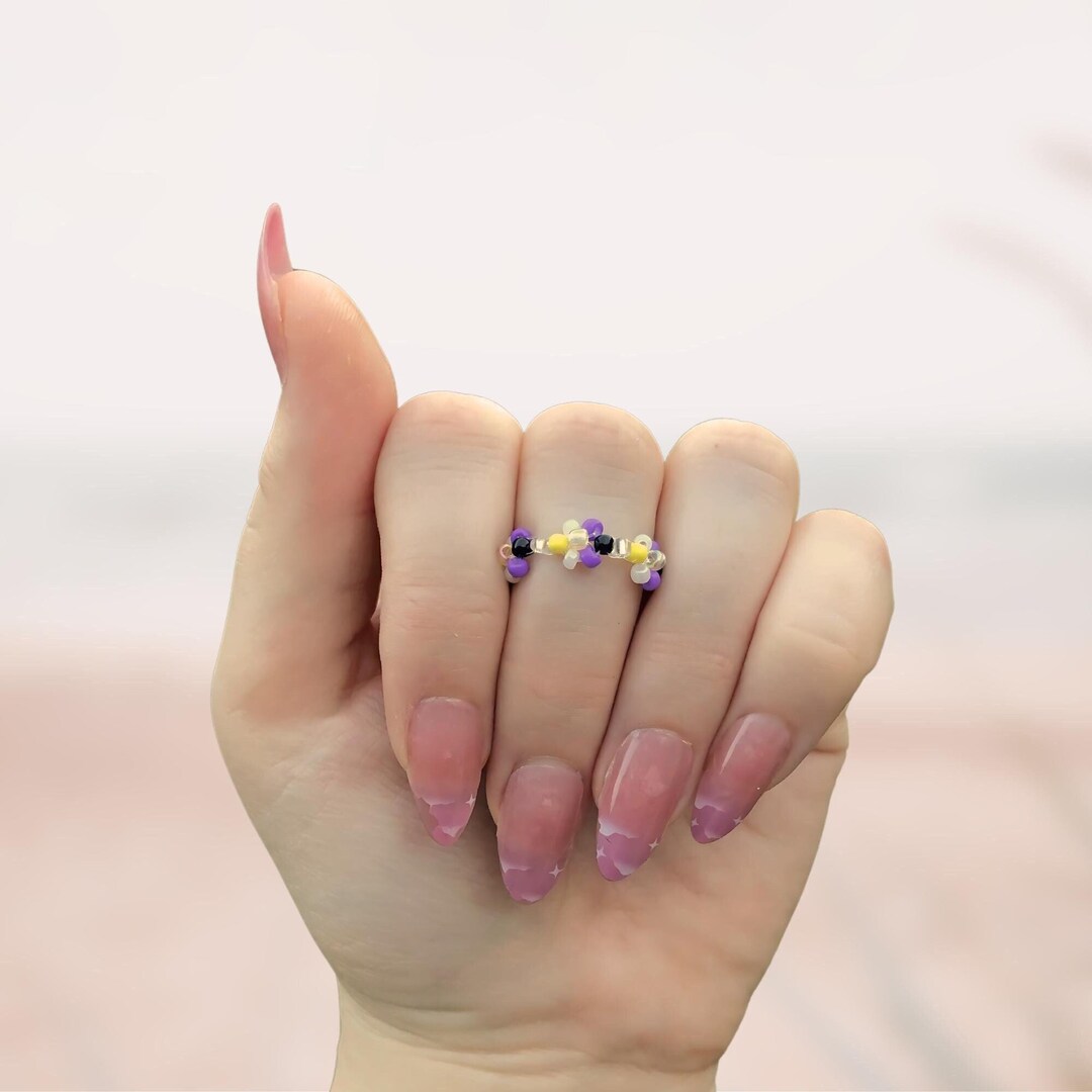 Colorful Nonbinary Pride Ring: Cute and Subtle Enby Pride Flag Ring (perfect for Stacking) - Etsy