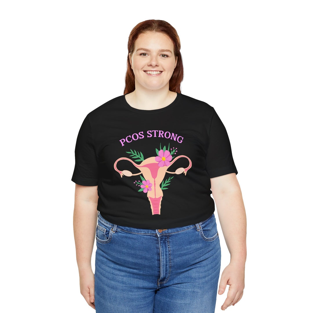 PCOS Strong Awareness Warrior Flowers Uterus Women's T-shirt Gift IBS ...