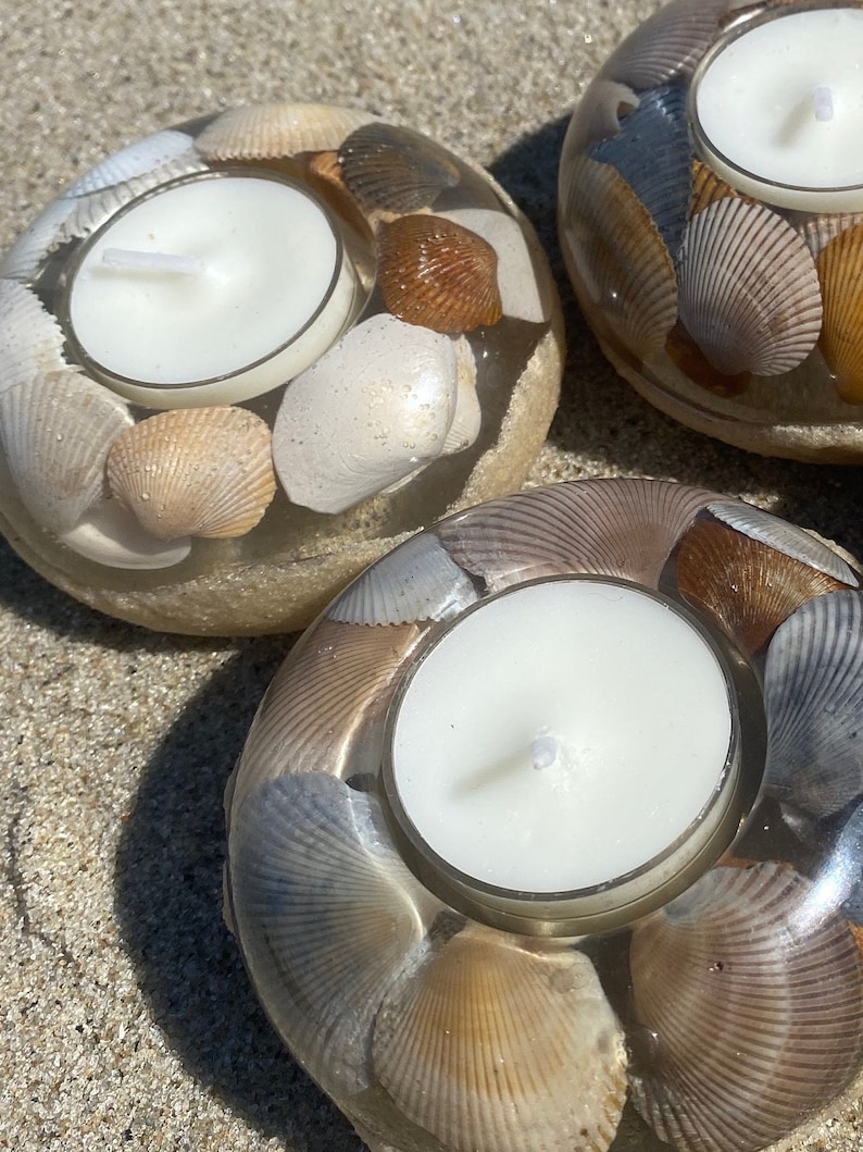 Coastal Shell Themed Tealight Candle Holder - Etsy