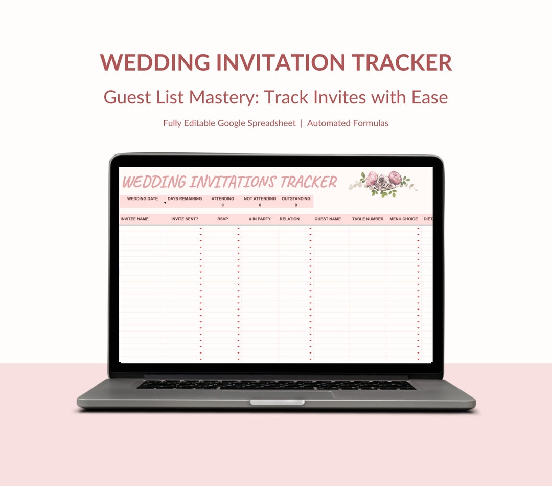 Editable Wedding Guest Invitations Tracker - Google Spreadsheet Wedding ...