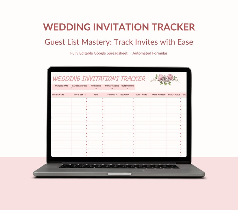 Wedding Guest List Tracker - Google Sheets, Seating Chart (digital ...