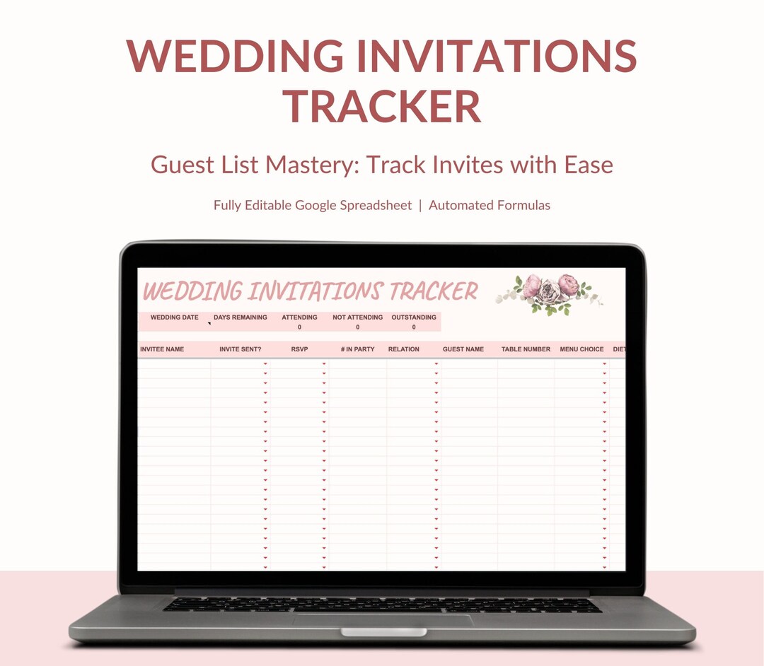 Editable Wedding Guest Invitations Tracker Google Spreadsheet Wedding ...