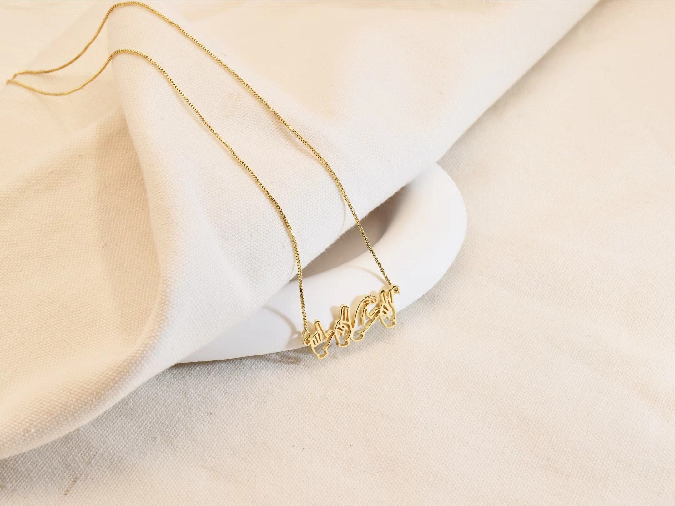 Personalized Name Necklace in Sign Language, Sign Language Necklace ...