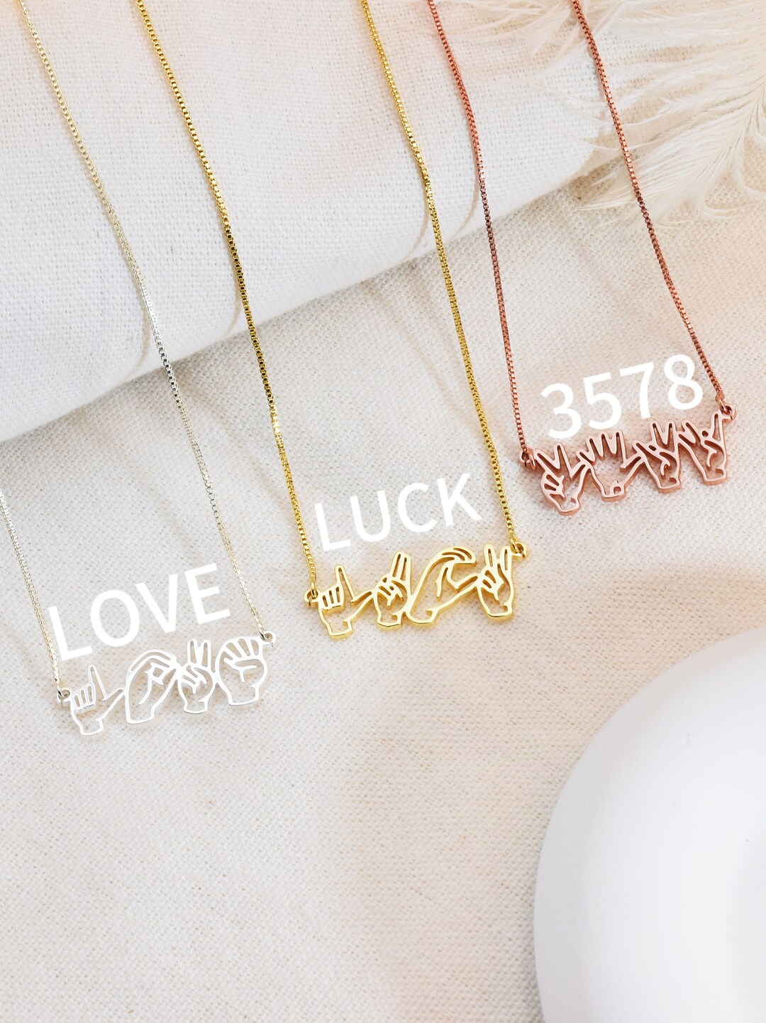 Personalized Name Necklace in Sign Language, Sign Language Necklace ...