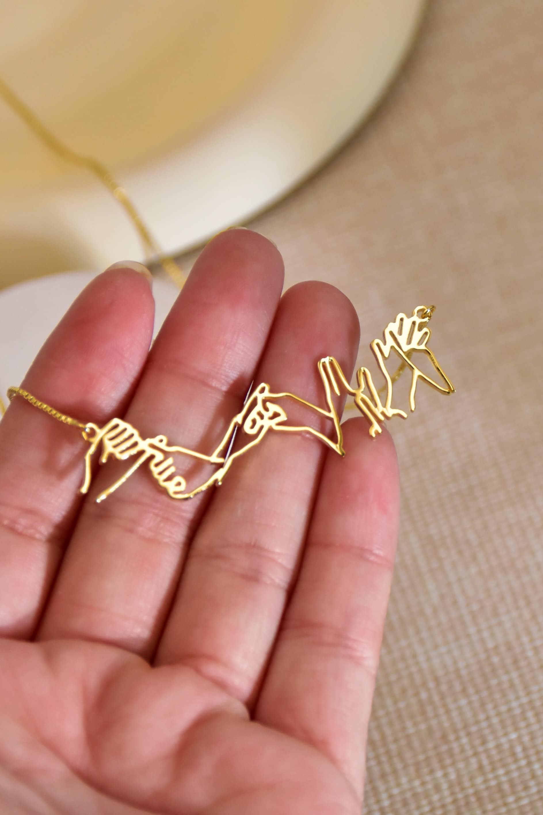 Personalized Name Necklace in Sign Language, Sign Language Necklace ...