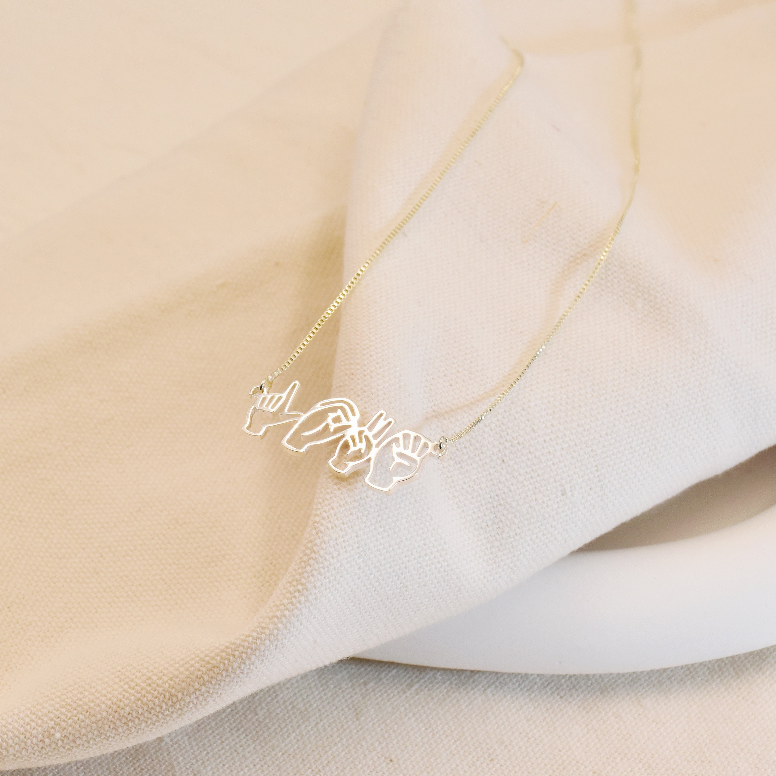Personalized Name Necklace in Sign Language, Sign Language Necklace ...