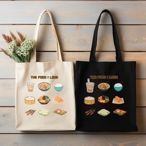 The Food I Like Tote Bage, Asia Theme Gift for Asian Food Lover Foodie ...