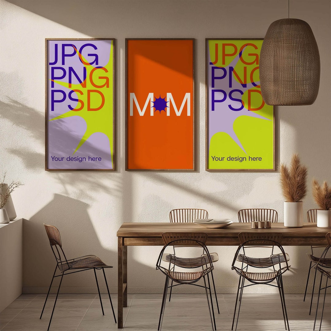Three Frames Mockup Vertical Frame Mockup Set of 3 Poster Frame Mockup ...