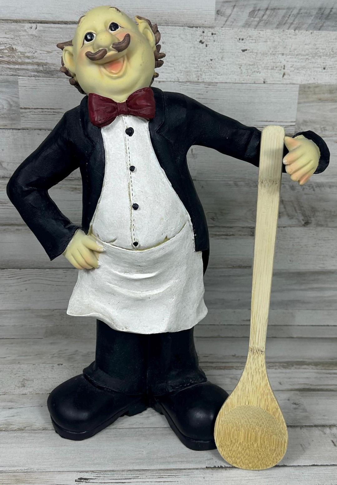 Vintage Waiter Butler Server Statue Figurine Utensil Holder Black Suit ...