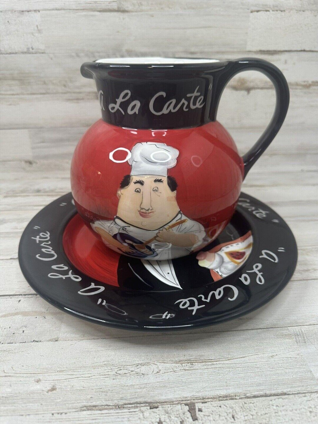 Certified International Fat Chef Tracy Flickinger Pitcher & Tray 11.5 ...