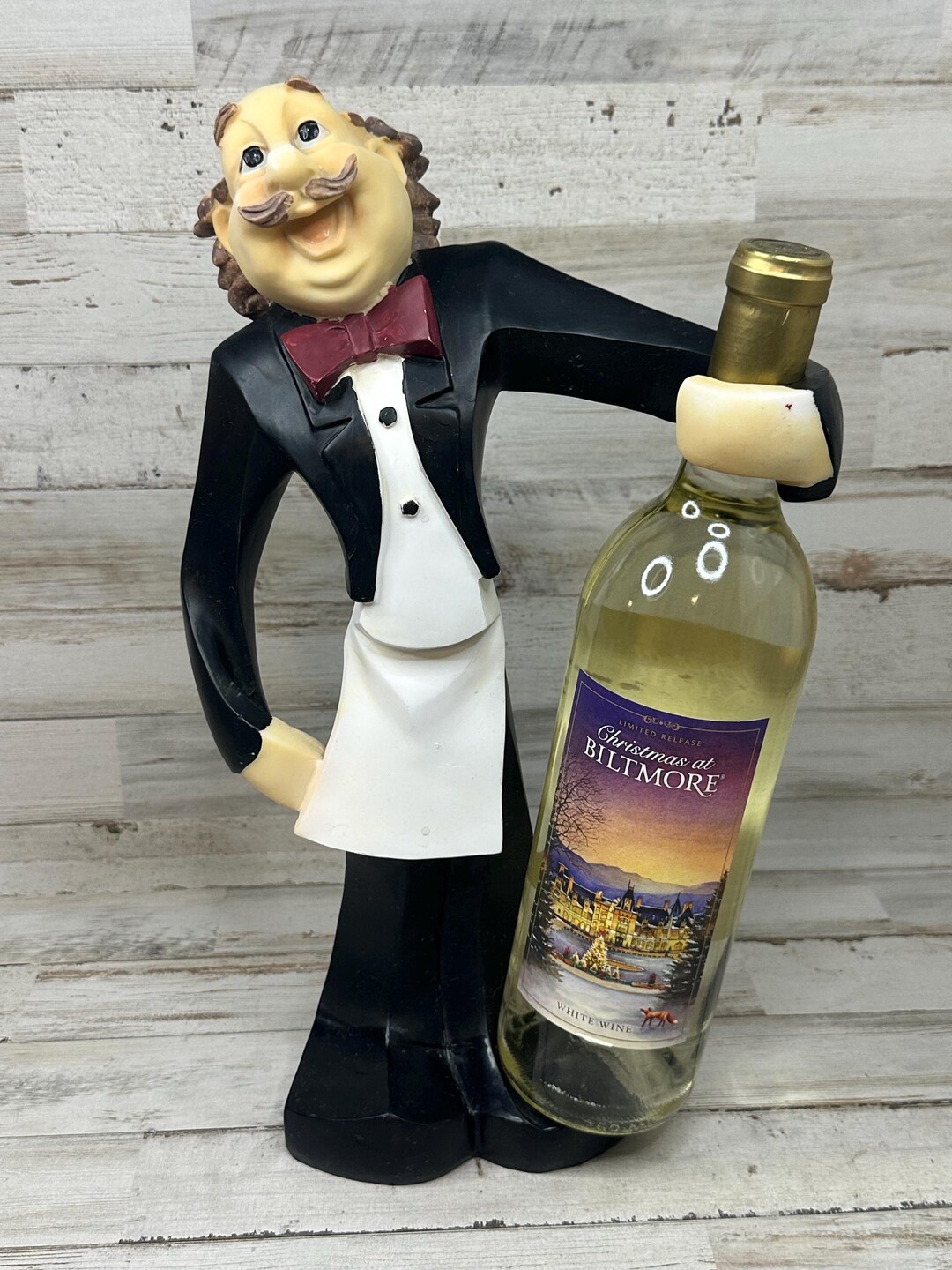 Waiter Butler Server Statue Figurine Utensil Bottle Holder Black Suit ...