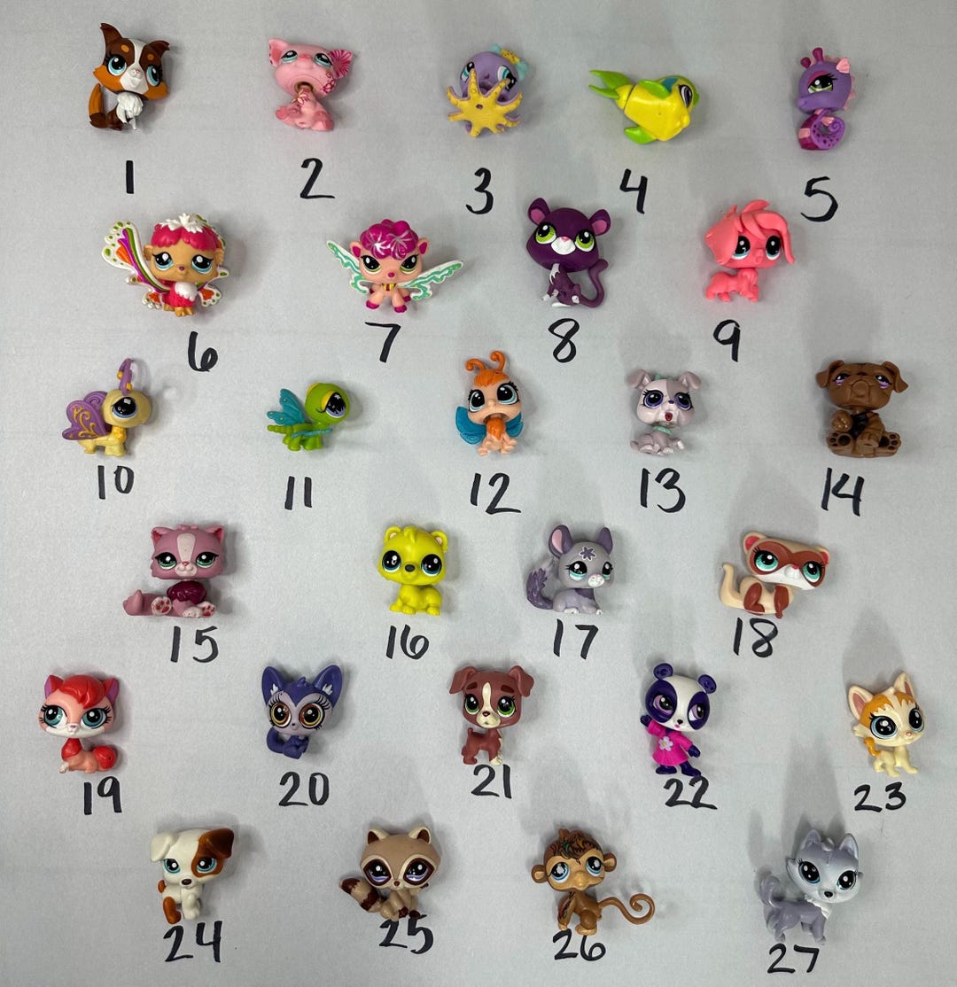 Littlest Pet Shop LPS Figurines Animals Fish Birds Reptiles Colorful Cake Toppers Decorative ...