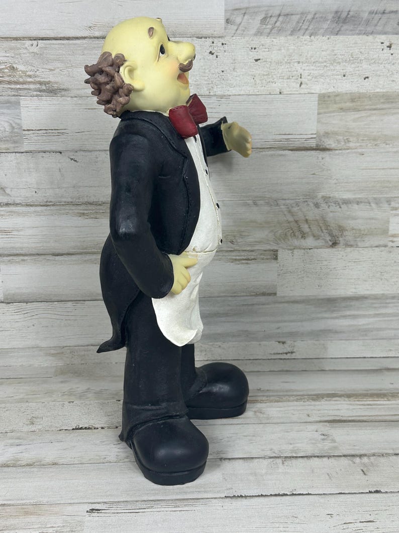 Vintage Waiter Butler Server Statue Figurine Utensil Holder Black Suit ...