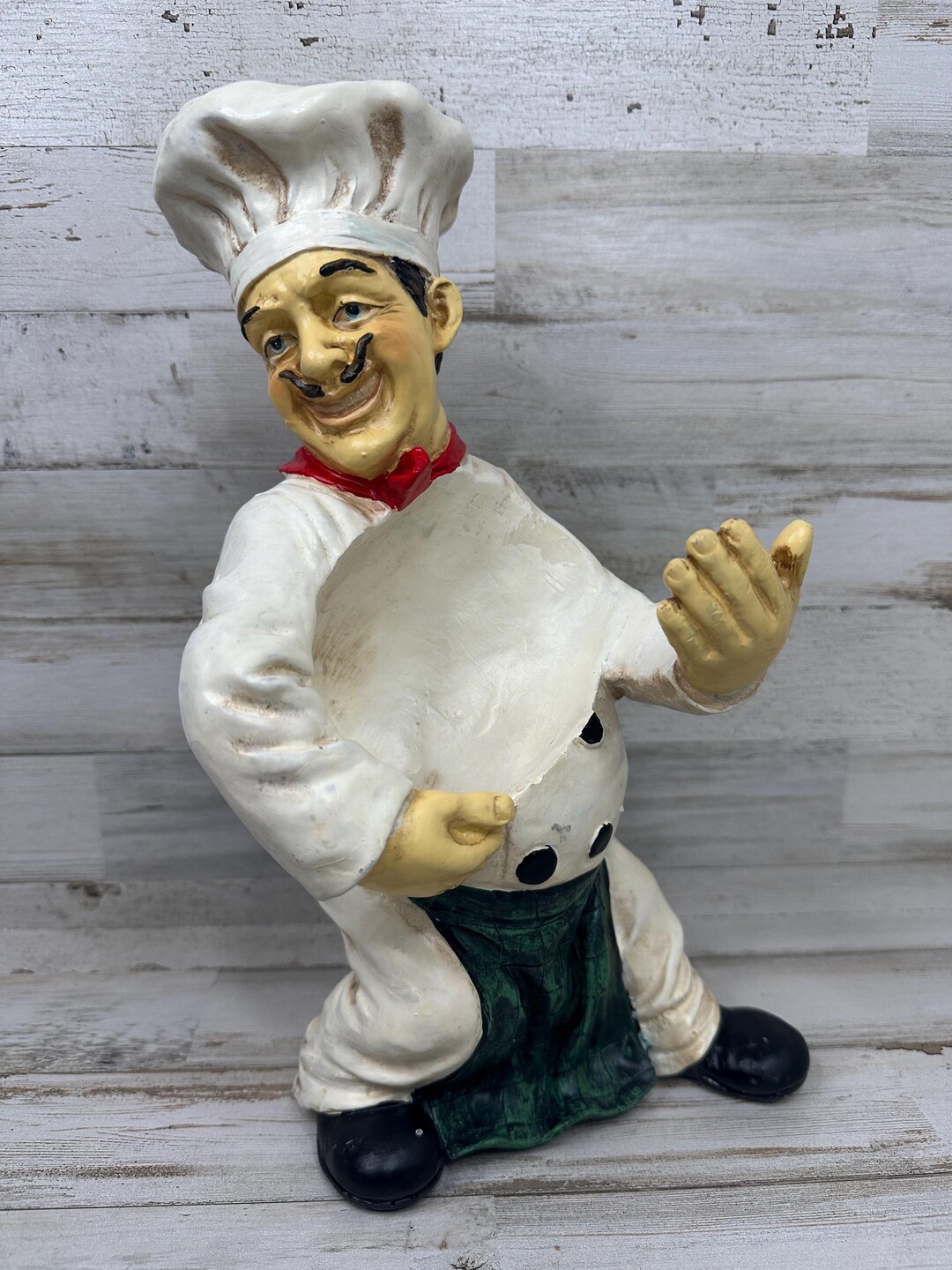 Fat Chef / Happy Chef Wine Bottle Oil Holder Figurine Checkered Tall ...