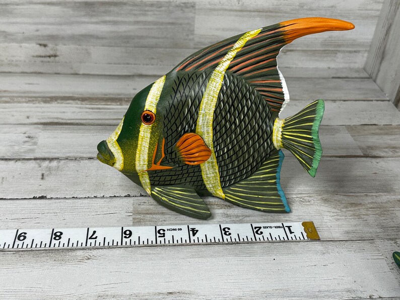 Set of 3 Coral Fish Wood Carved Land & Sea Collectibles Nature Series ...